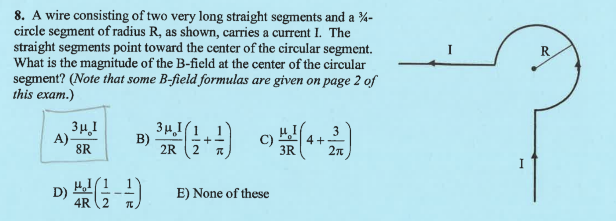 Solved 8. A wire consisting of two very long straight | Chegg.com