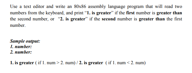 Solved Use a text editor and write an 80x86 assembly | Chegg.com