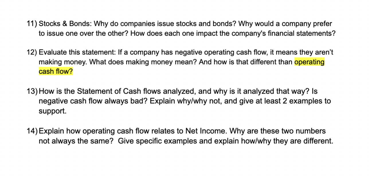 Solved Stocks & Bonds: Why do companies issue stocks and | Chegg.com