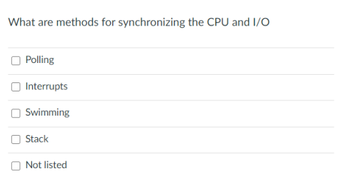Solved What are methods for synchronizing the CPU and I/O | Chegg.com
