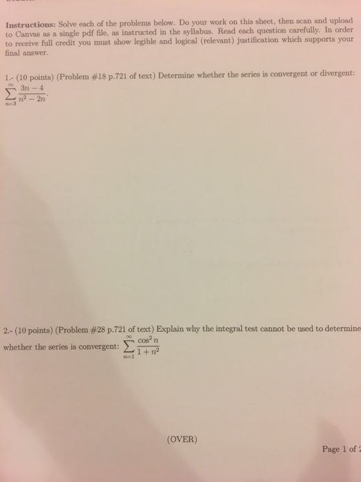Solved Instructions: Solve each of the problems below. Do | Chegg.com