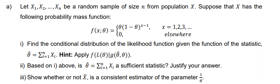 Solved Let X1,X2,…,Xn be a random sample of size n from | Chegg.com