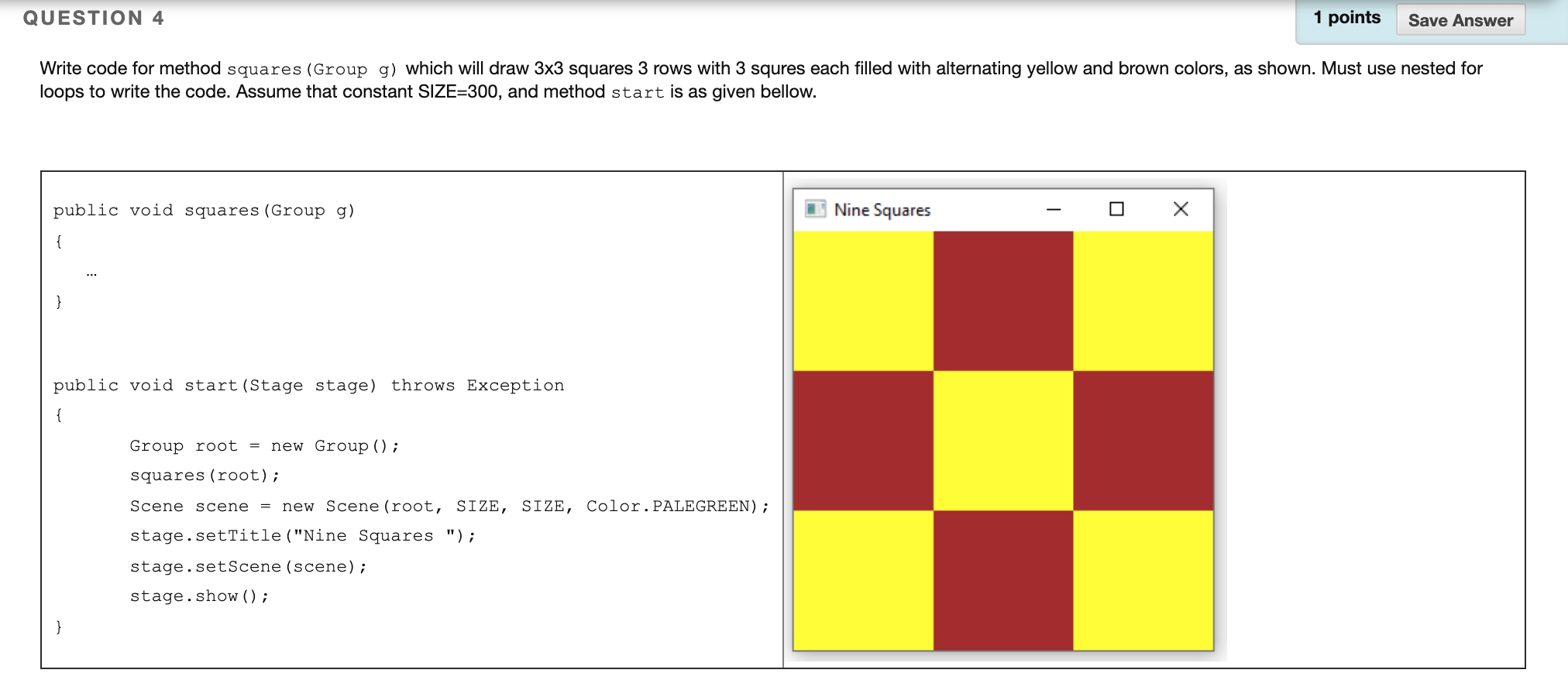 Solved Write code for method squares(Group g) which will | Chegg.com