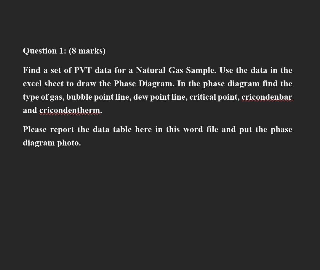 Solved Question 1: (8 marks) Find a set of PVT data for a | Chegg.com Solved Question 1: (8 marks) Find a set of PVT data for a | Chegg.com