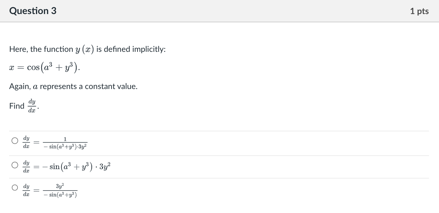 Solved Here, the function y(x) is defined implicitly: | Chegg.com