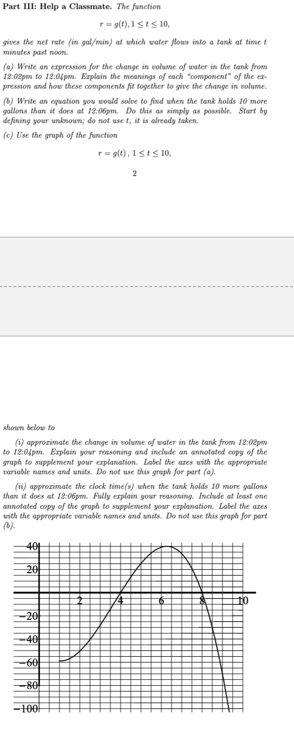 Part III: Help a Classmate. The function | Chegg.com