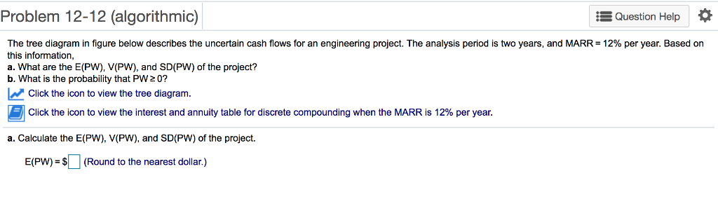 Solved Problem 12-12 (algorithmic) Question Help The tree | Chegg.com