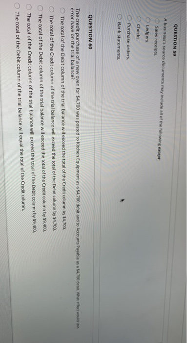 Solved QUESTION 59 A business's source documents may include | Chegg.com