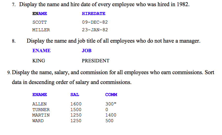 Solved Display the employee name and department number of | Chegg.com