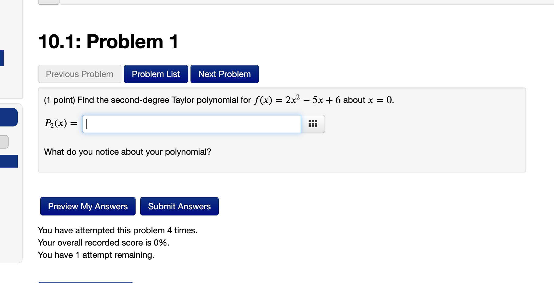 Solved (1 point) Find the second-degree Taylor polynomial | Chegg.com