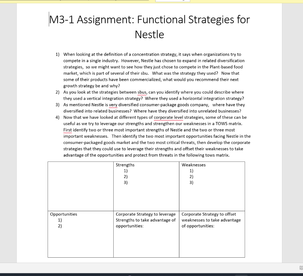 Solved Answer each of the four questions based on Nestle's | Chegg.com