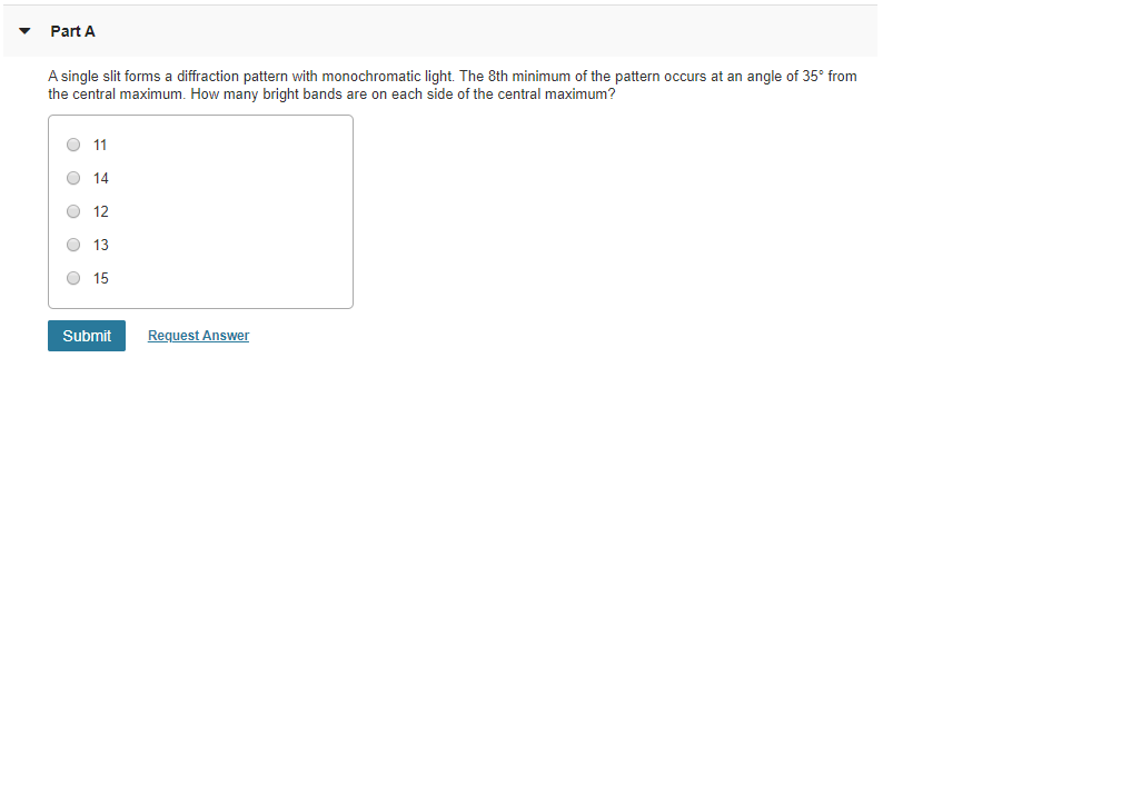 Solved Part A A single slit forms a diffraction pattern with | Chegg.com