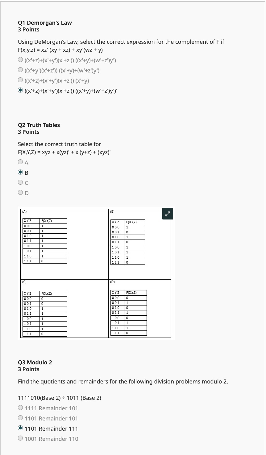 Solved Q1 Demorgan's Law 3 Points Using DeMorgan's Law, | Chegg.com
