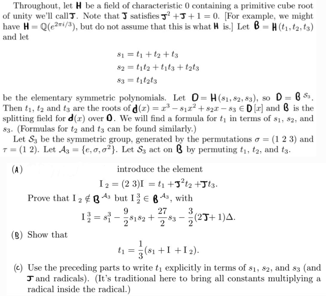 Throughout, let H be a field of characteristic 0 | Chegg.com