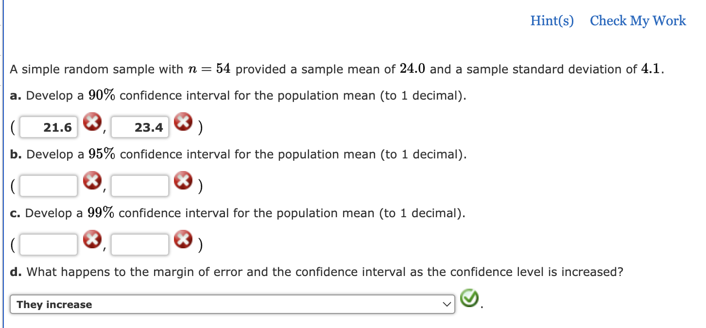 Solved A simple random sample with n=54 ﻿provided a sample | Chegg.com