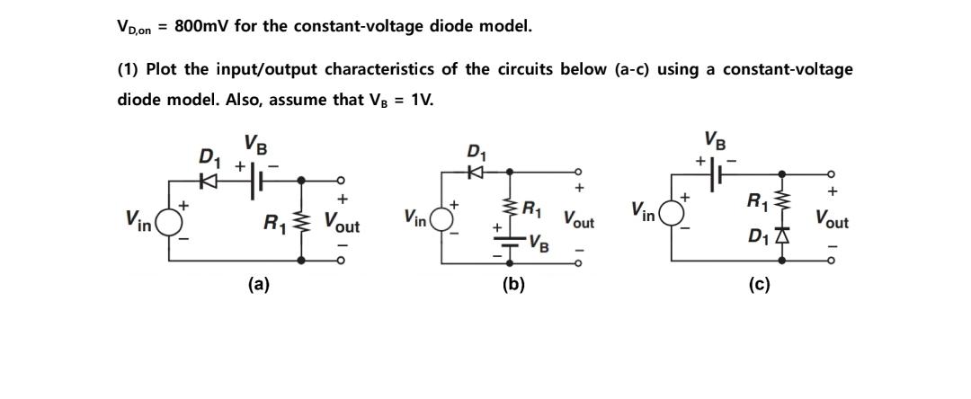Solved VD, on =800mV for the constant-voltage diode model. | Chegg.com