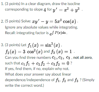 Solved 1. (3 points) In a clear diagram, draw the isocline | Chegg.com