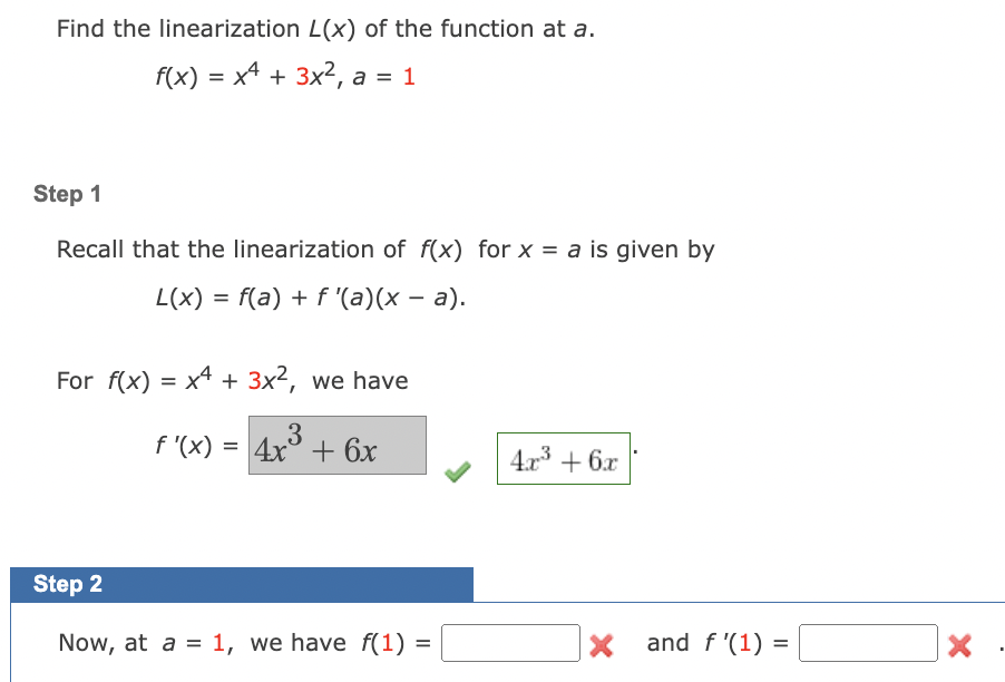 Solved Find The Linearization L X Of The Function At A