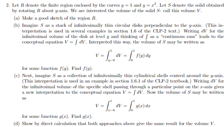 Solved 2. Let R denote the finite region enclosed by the | Chegg.com