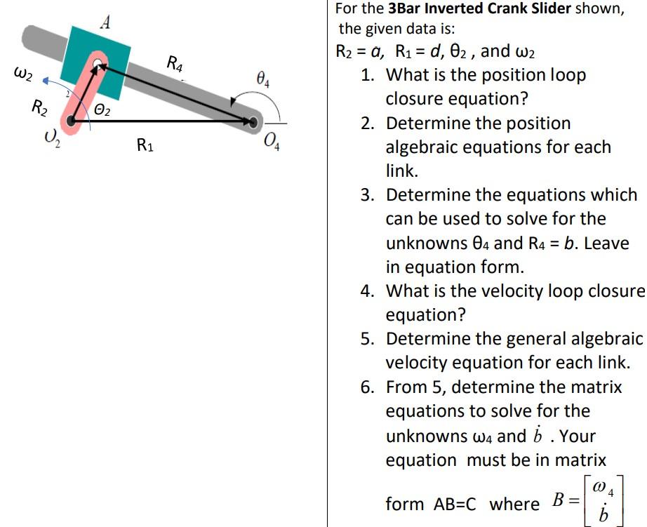 Solved the given data is: R2=a,R1=d,θ2, and ω2 1. What is | Chegg.com
