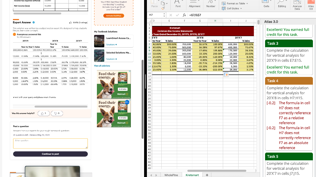 Complete the calculation for vertical analysis for | Chegg.com