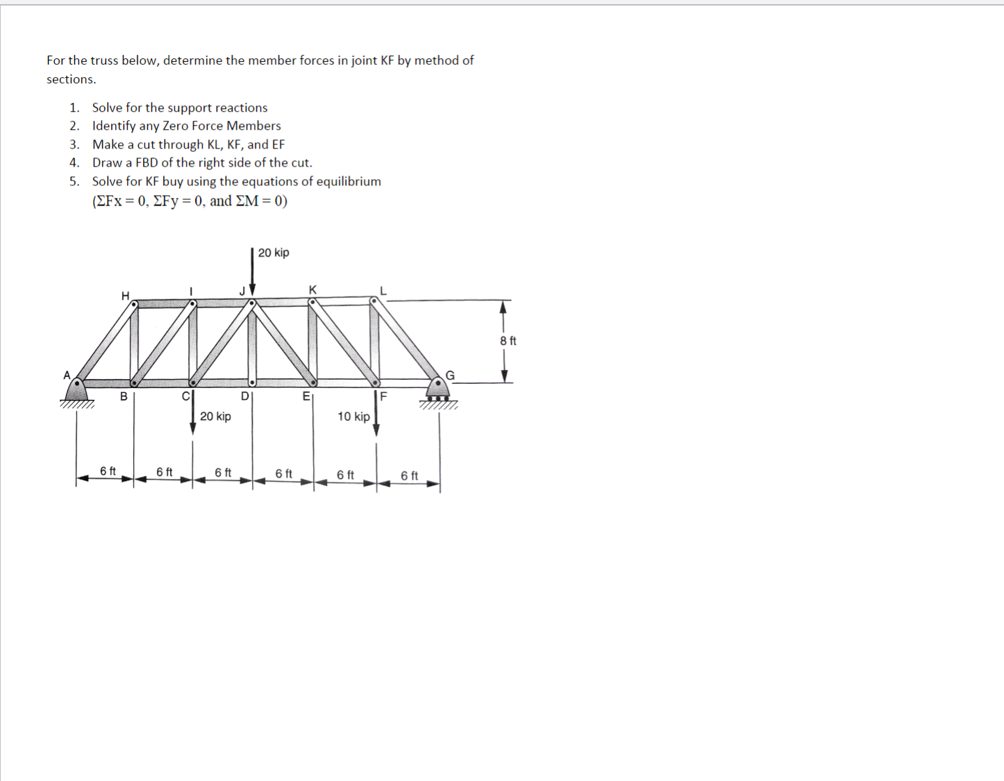 Solved Given the truss below: 1. Identify any zero force | Chegg.com