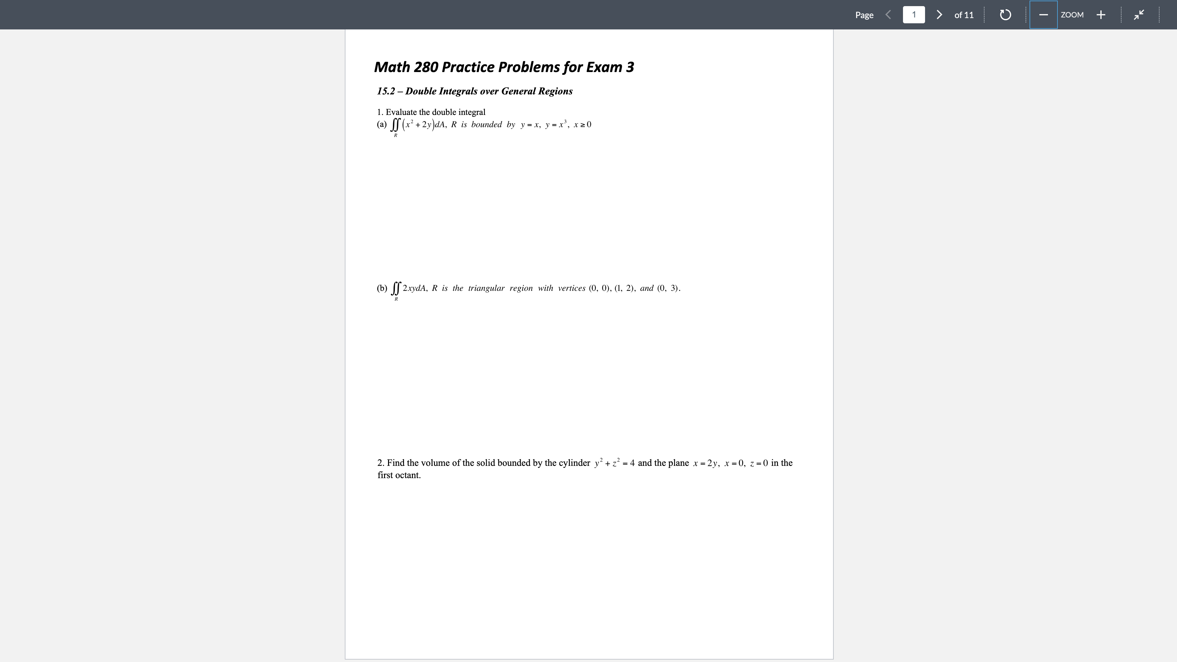 Solved Math 280 Practice Problems for Exam 3 15.2 - Double | Chegg.com