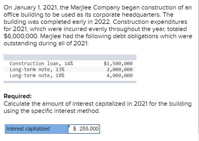 Solved On January 1, 2021, the Marjlee Company began | Chegg.com