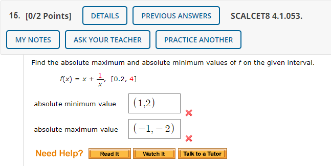Solved 15 Find The Absolute Maximum And Absolute Minimum