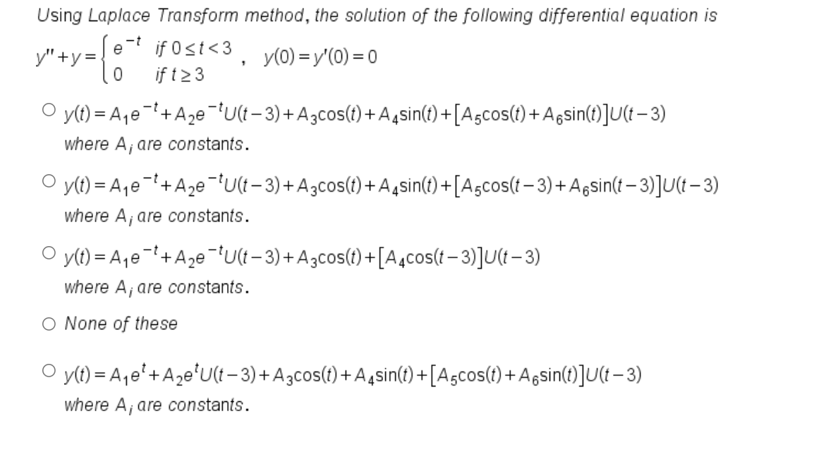 [Solved]: Using Laplace Transform method, the solution of