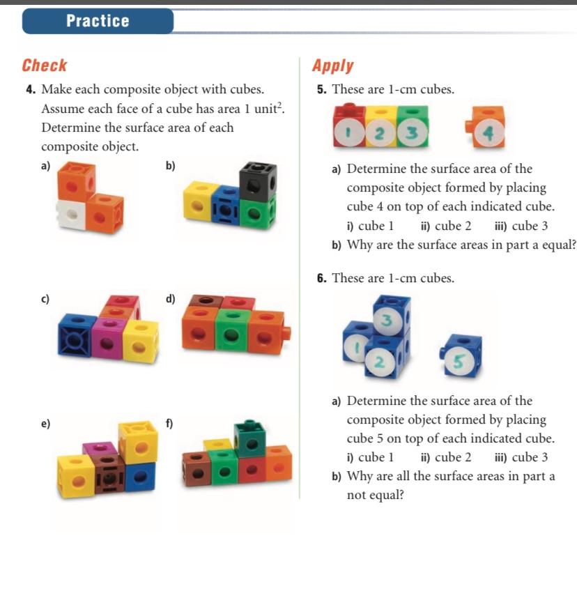 Solved Practice Apply 5. These are l-cm cubes. Check 4. Make | Chegg.com