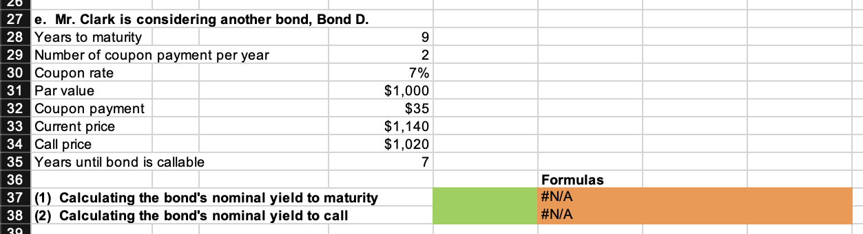 Solved Excel Activity: Bond Valuation Clifford Clark is a | Chegg.com
