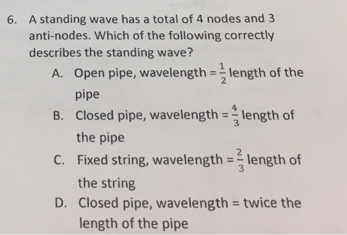 Solved A standing wave has a total of 4 nodes and 3 | Chegg.com