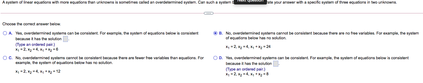 Solved A system of linear equations with more equations than | Chegg.com