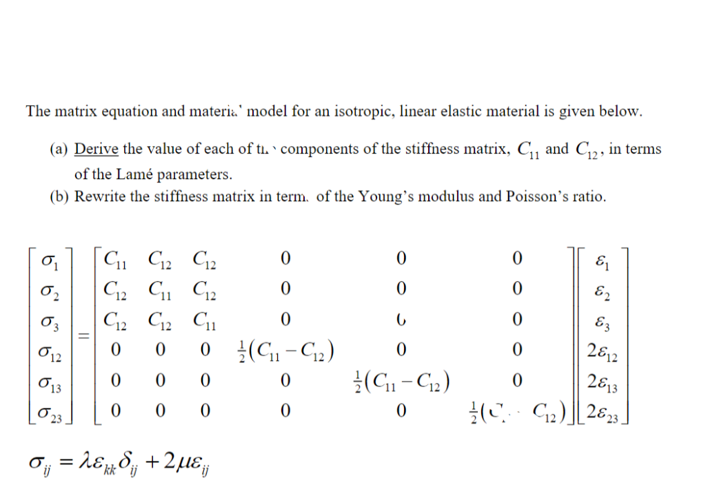 Solved The matrix equation and materii model for an | Chegg.com