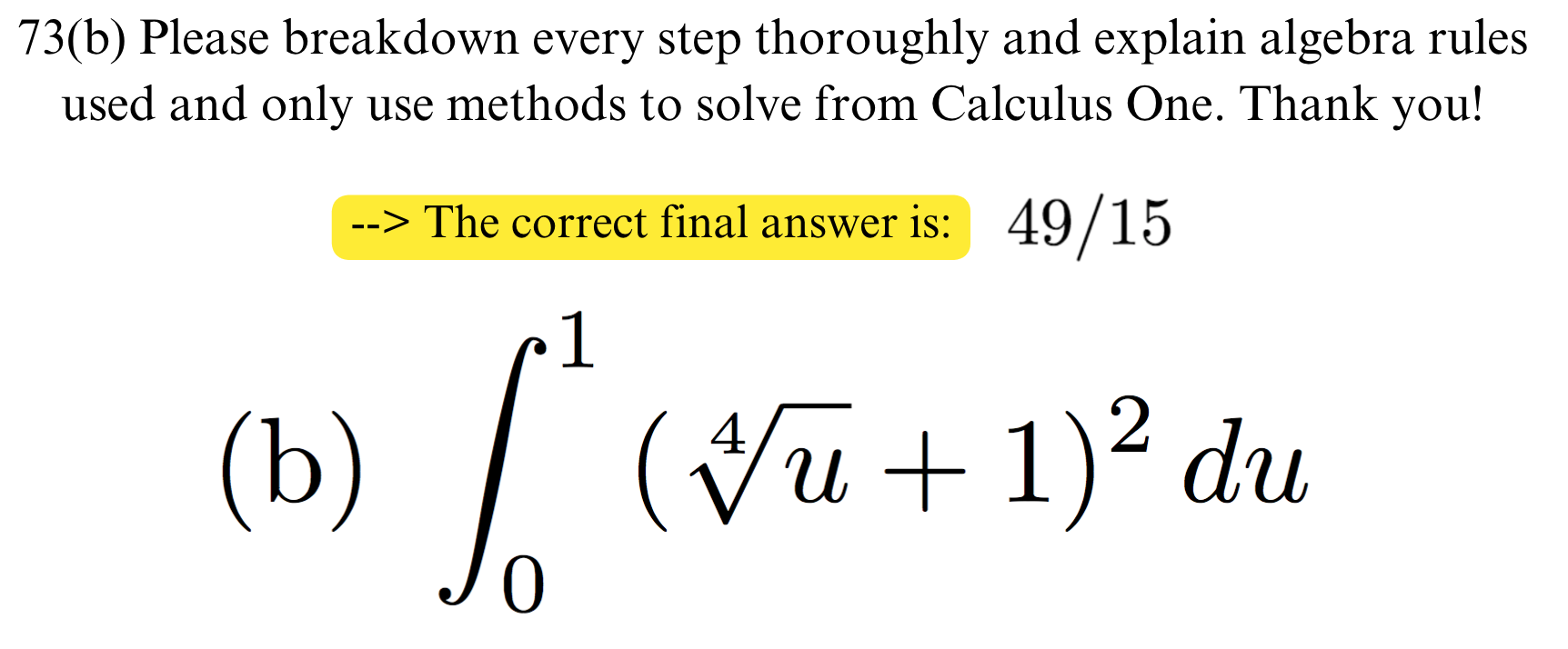 Solved 73(b) Please breakdown every step thoroughly and | Chegg.com