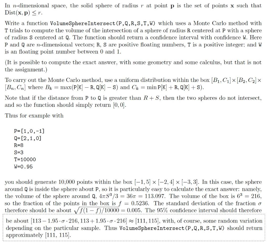 Solved In n-dimensional space, the solid sphere of radius r | Chegg.com