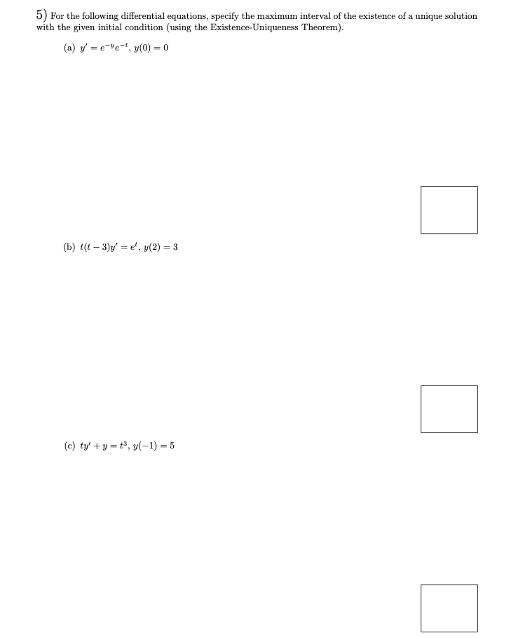 Solved For the following differential equations, specify the | Chegg.com