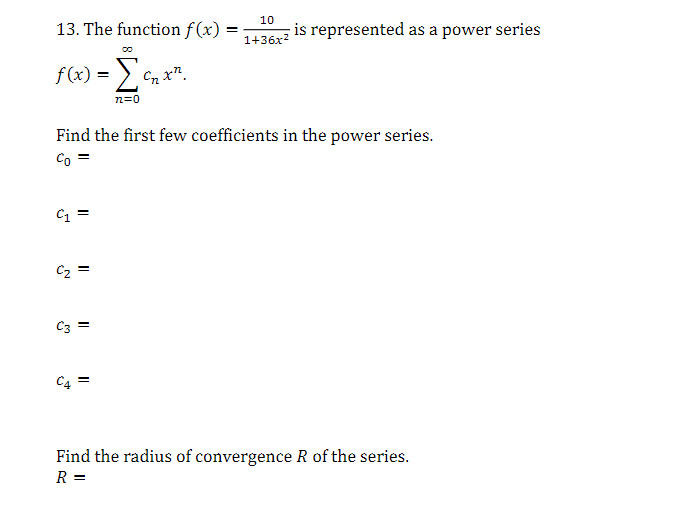 Solved 13. The function f(x) = 10 1+36x2 is represented as a | Chegg.com