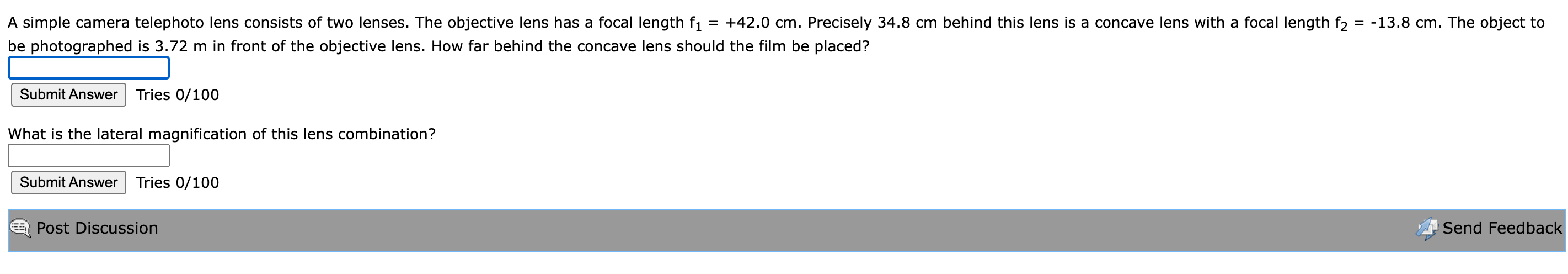 Solved be photographed is 3.72m ﻿in front of the objective | Chegg.com
