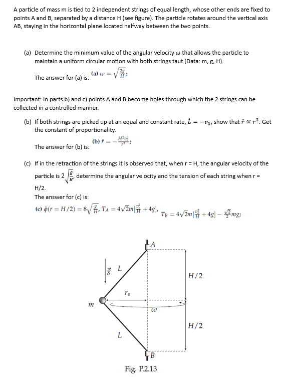 Solved A particle of mass m is tied to 2 independent strings | Chegg.com
