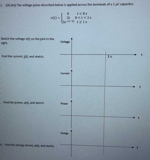 Solved 1. (20 pts) The voltage pulse described below is | Chegg.com