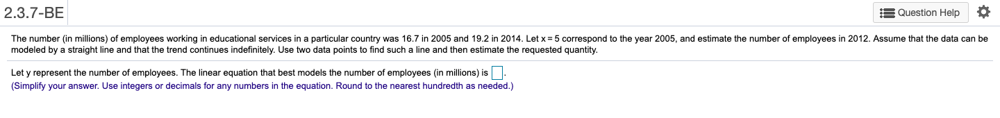 Solved 2.3.7-BE Question Help The number (in millions) of | Chegg.com