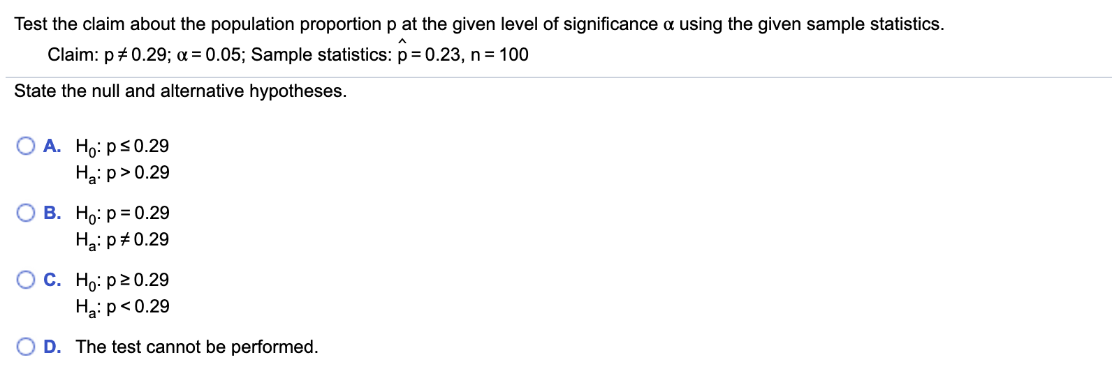 Solved Test the claim about the population proportion p at | Chegg.com