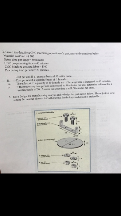 Solved Given The Data For A Cnc Machining Operation Of A 