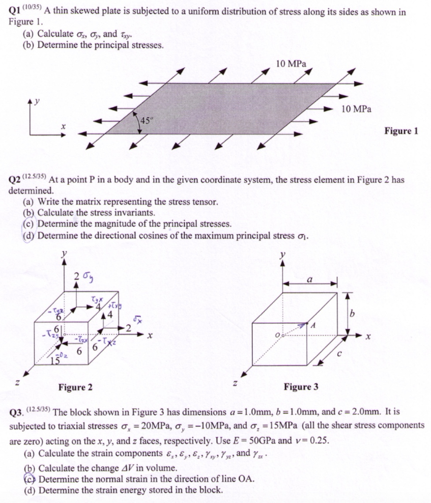 Solved in skewed plate is subjected to a uniform | Chegg.com