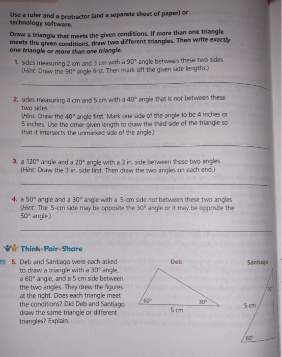 Solved Use a ruler and a protractor (and a separate sheet of | Chegg.com