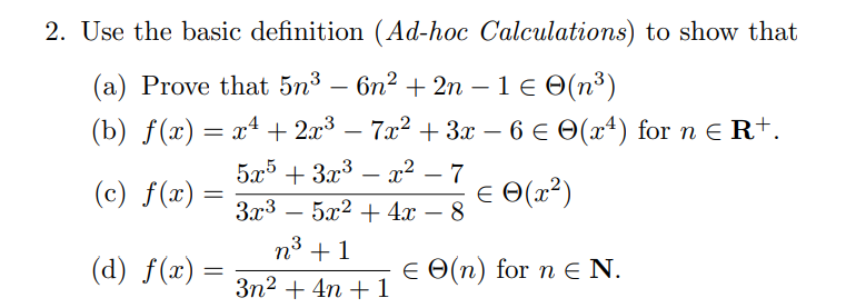 Solved 2. Use the basic definition (Ad-hoc Calculations) to | Chegg.com