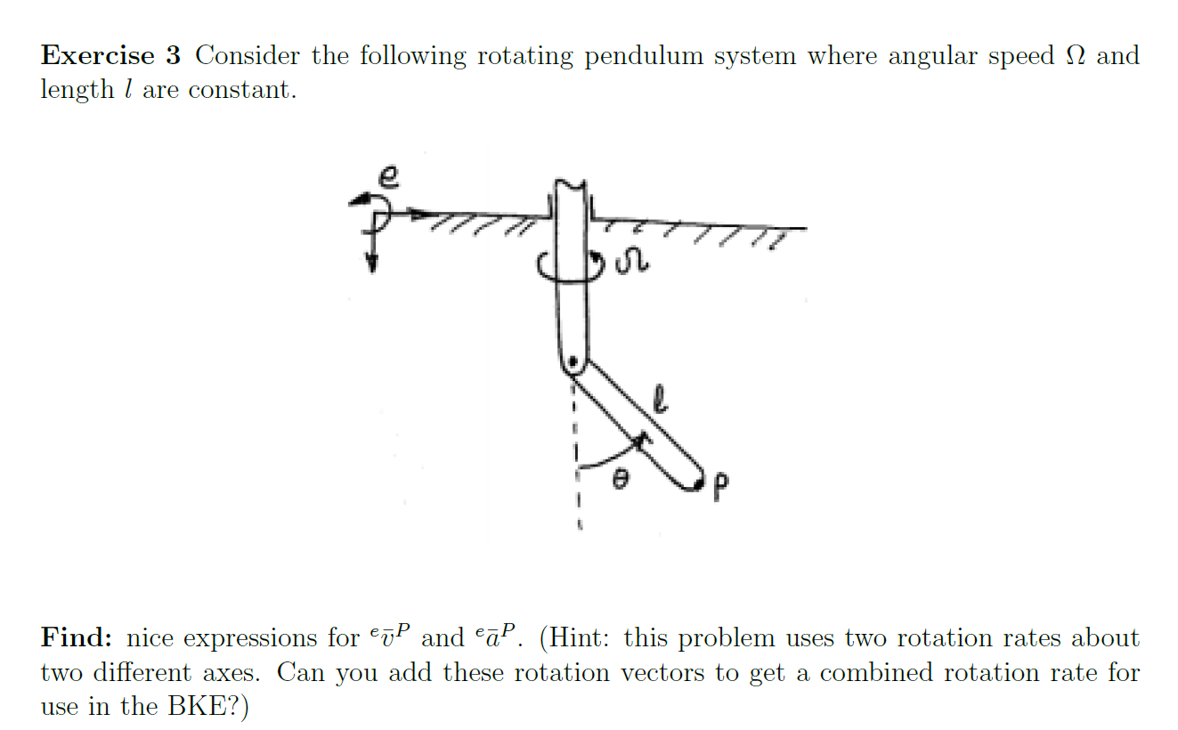 Solved Exercise 3 Consider the following rotating pendulum | Chegg.com