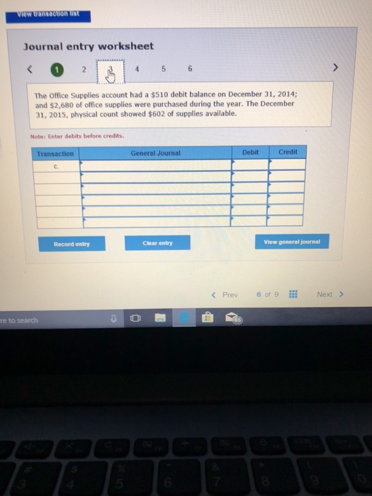 Solved ew transaction lis Journal entry worksheet The Office | Chegg.com